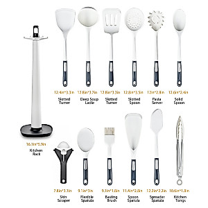 Keidason Kitchen Cooking Utensils Set, 13 pcs Non-Stick Silicone Kitchen Utensils Spatula Set with Holder,Kitchen Tools Set, BPA-Free-White