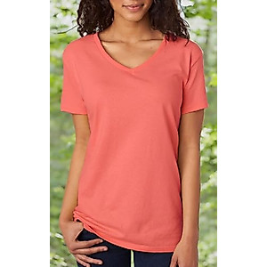 Gildan Women's 1/2" Collar Taped Neck and Shoulder T-Shirt, Coral Silk, XX-Large