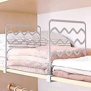 RUIPBOTE Plastic Closet Shelf Organizer Divider, Wave Wire Shelves Separator for Clothes, Bookshelf, Shelves, Wardrobe Storage and Organization (White Wave, 4)