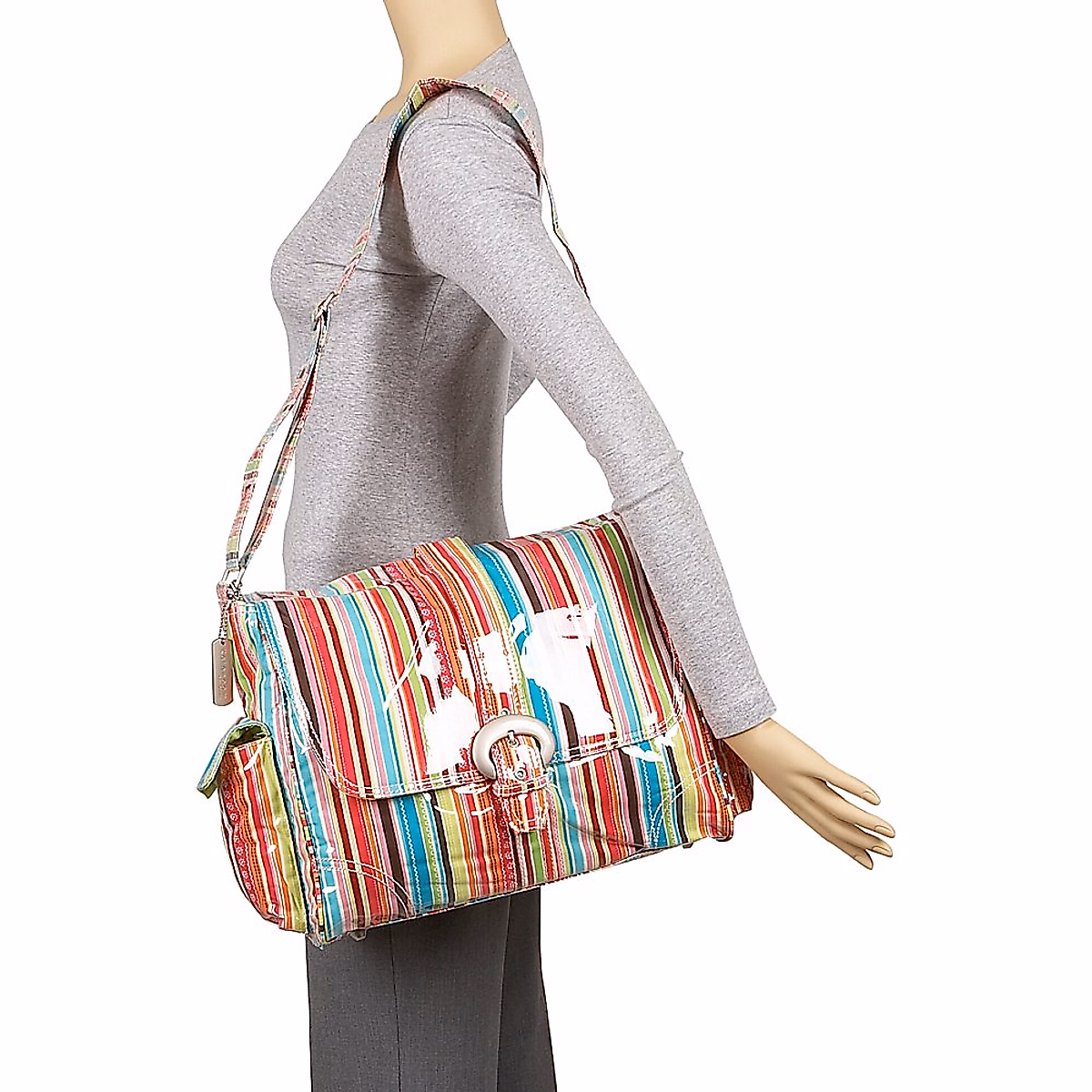 Kalencom Laminated Buckle Bag, Fleur De Lis Chocolate Cream