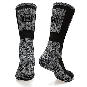 MIRMARU M202-Medium-Men's 5 Pairs Multi Performance Outdoor Sports Hiking Trekking Crew Socks (2Black,2Olive,1Char)