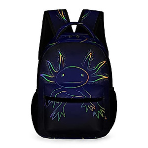 QIWCANM Stylized Rainbow Axolotl Backpacks for Boys and Girls Lightweight 16 Inch Backpacks Personalized Bags for Kids Gift