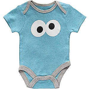 Happy Threads Sesame Street Baby Boys Short Sleeve Onesie Bodysuits 5 Pack Gift Set (Multicolored, 6-9 Months) (ASEB047PK)