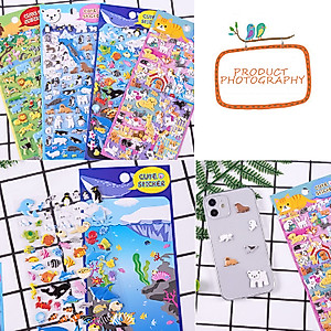 10 pcs 3D Puffy Animal Stickers, CNYMANY 640+ Letter Number Animal Marine Life Kids Stickers for Toddlers Children Kids Goodie Bags Stuffers Party Supplies