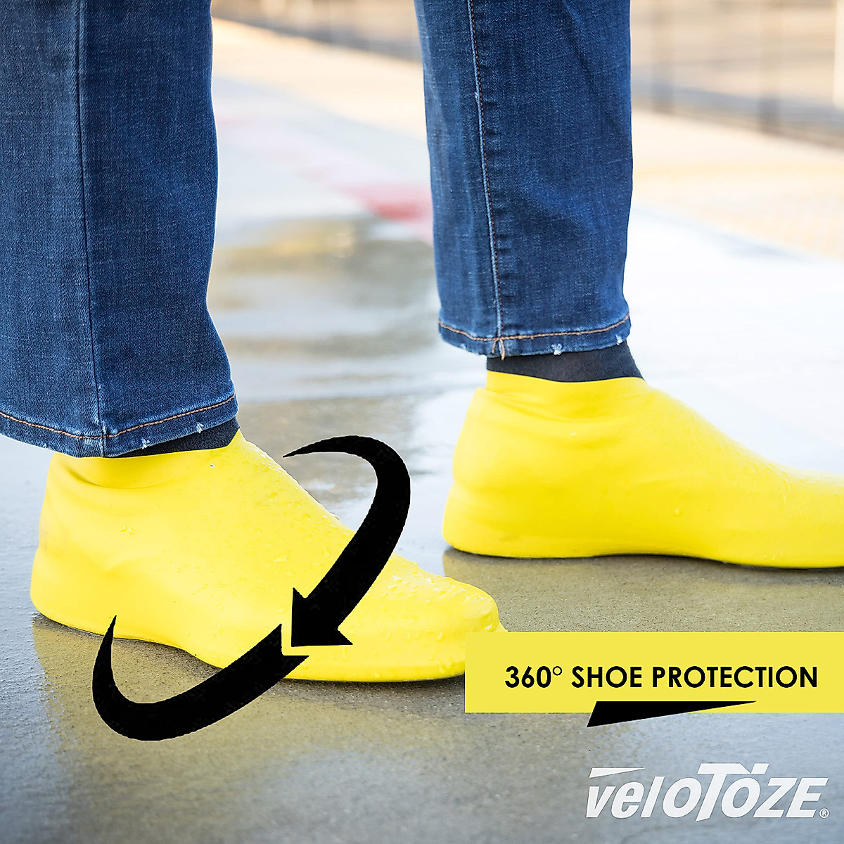 veloToze Roam - Commuting Shoe Cover - Works with Any Shoes - for Cycling, Commute, Flat Pedals, ebike, Walking Yellow