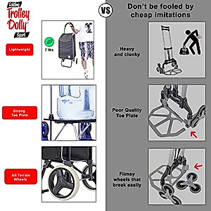 dbest products Trolley Dolly Sport Foldable Shopping cart for Groceries with Wheels and Removable Bag and Rolling Personal Handtruck Carrito de Compras con Ruedas, Black