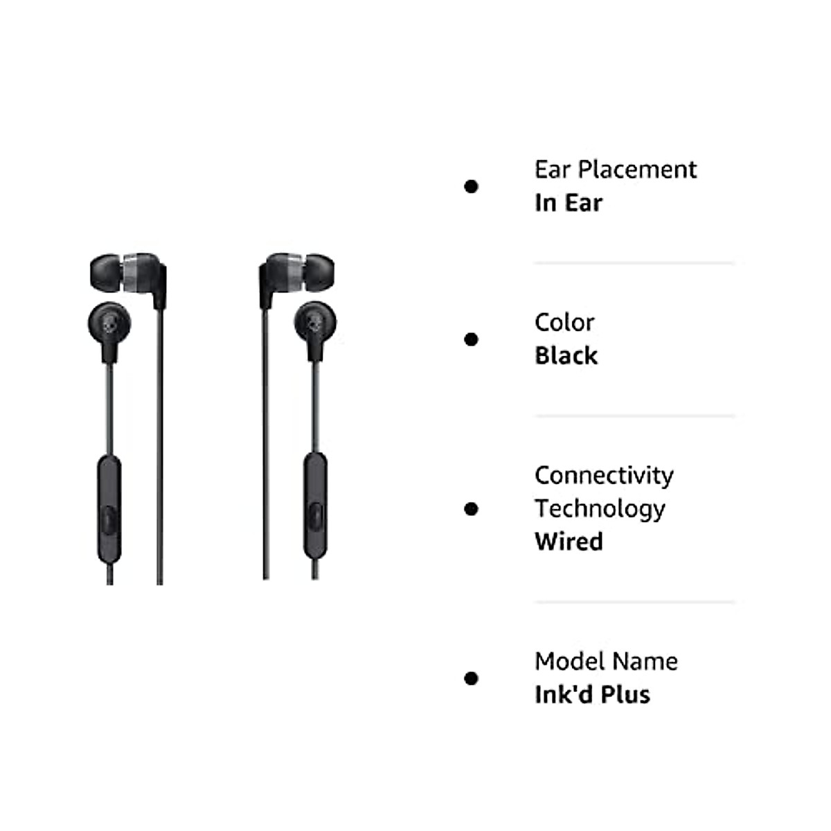 Skullcandy Ink'd Plus in-Ear Earbuds - Black - 2 Pack