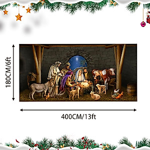 Christmas Garage Door Banner, 6x13ft Christmas Holy Nativity Backdrop, Hanging Xmas Garage Background, Holiday Background Sign, Indoor Wall Door House Decor