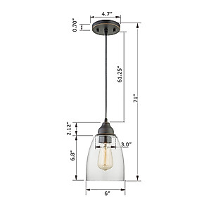 WISBEAM Pendant Lighting Fixture, Hanging Ceiling Lights with E26 Medium Base Max. 60 Watts, ETL Rated, Bulbs not Included, Bronze, 2-Pack