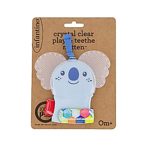 Infantino Crystal Clear Teething Mitten - Teethe & Play Wearable Soft “Mitten” with 100% Paint-Free, Dye-Free Textured Silicone. Easy-Grasp Natural Rubber Teether for Baby (Koala)