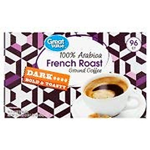 Great Value 100% Arabica French Roast Coffee Pods, Dark Roast, 96 Count- 0.34 oz each (Pack of 1)