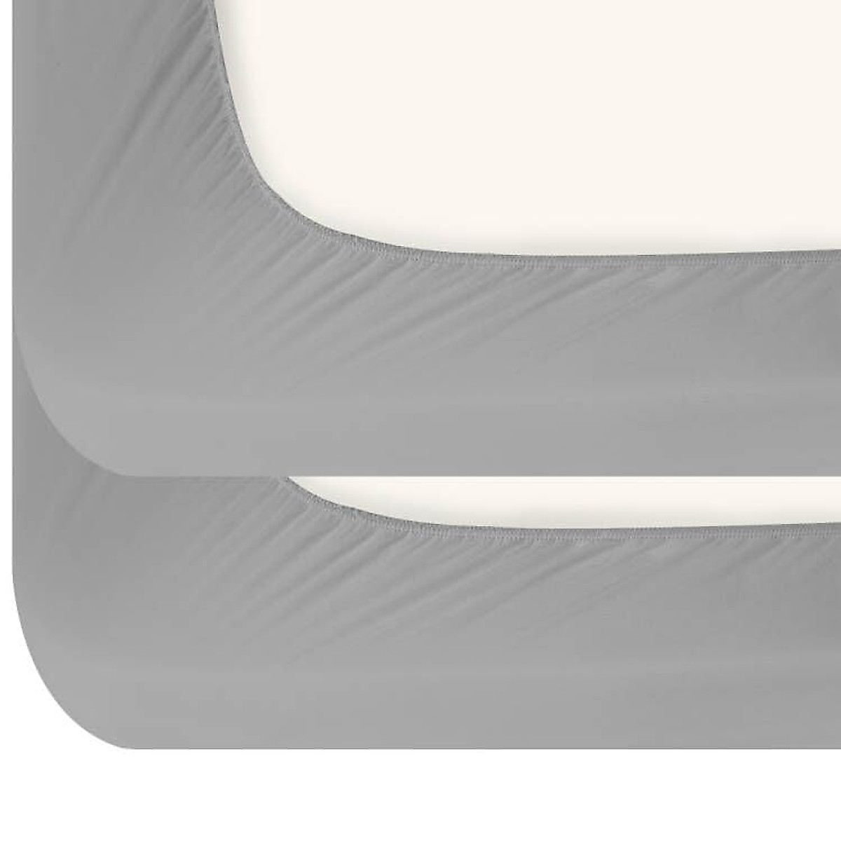 Biloban Twin Fitted Sheet 2 Pack, Twin Bedding Fitted Sheets Only with Deep Pocket up to 14", Bottom Sheet, Shrinkage & Stain Resistant Bed Sheets, Wrinkle Free & Easy Care, Grey