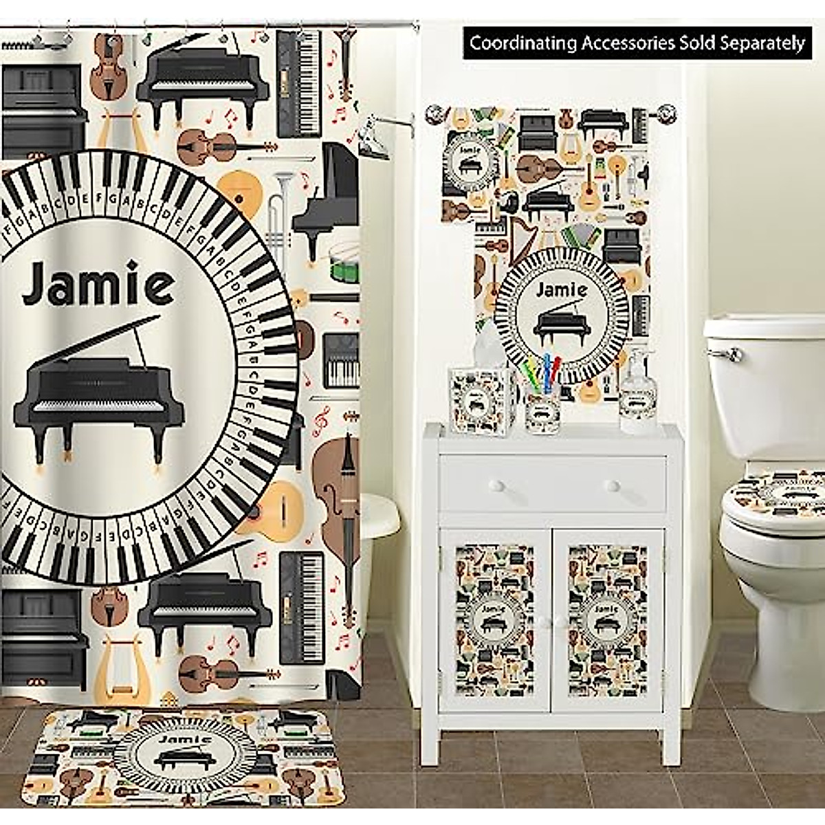 RNK Shops Musical Instruments Waste Basket - Double Sided (Black) (Personalized)