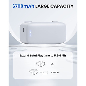 CIYOYO Battery Pack for Meta Quest 3/2, 6700mAh Power Bank for Oculus Quest 2/Quest 3, VR Accessories Portable Charger Compatible with Elite Strap, Extra 2.5-3.5H Playtime, Lightweight