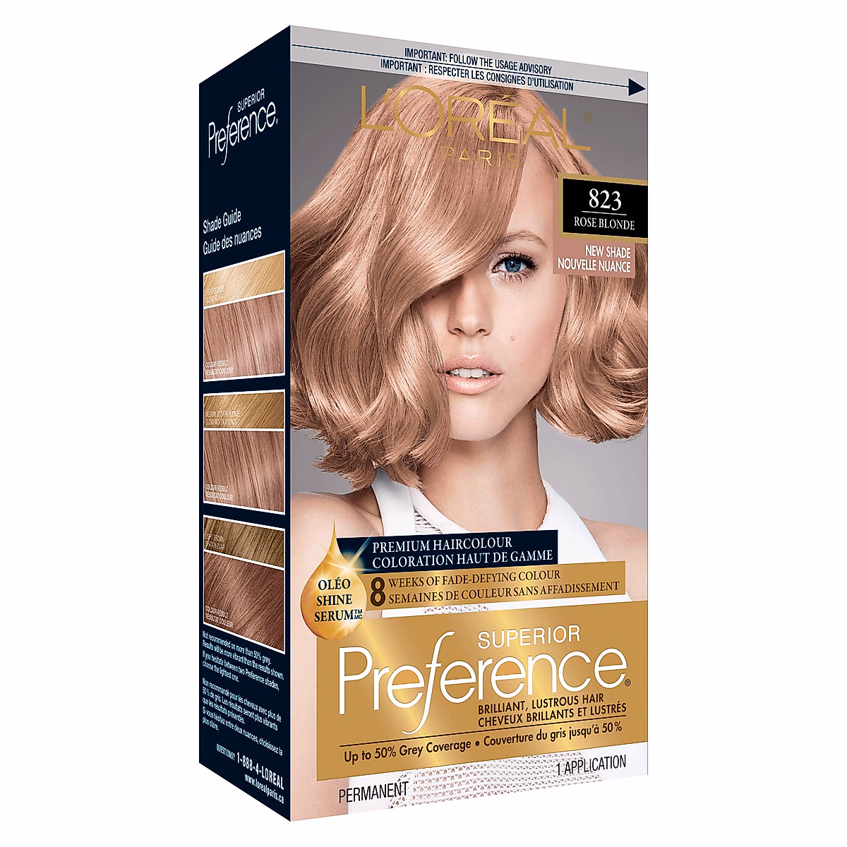 L'Oreal Paris Superior Preference Fade-Defying + Shine Permanent Hair Color, 8RB Medium Rose Blonde, Pack of 1, Hair Dye
