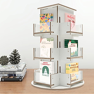 TFCFL Card Display Stand, Card Display Rack,3 Tier Acrylic Sticker Display Stand 360° Rotating Display Shelf for Coasters, Stickers, Retail, Showcase, Tradeshow