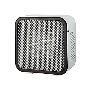 Amazon Basics Ceramic Space Heater, Mini Heater for Office Desk, 500 W, Portable Tent Heater for Camping (Indoor Use), With Tip-Over Protection, Lightweight (1.4 LBS), White, 5.9 x 3.2 x 6 inches