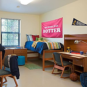 Seekamit His Homie Was Hotter Flag Pink Funny College Dorm Flags for Girls Cool Girl Flags for Bedroom Room Wall Meme Flags Banner 3x5Ft Indoor Outdoor Garden