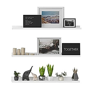 LAPTAIN 36 Inch Floating Shelves Wall Mounted Wall Shelves Set of 3,White Large Picture Ledge Shelf for Bedroom Living Room Bathroom Kitchen Nursery