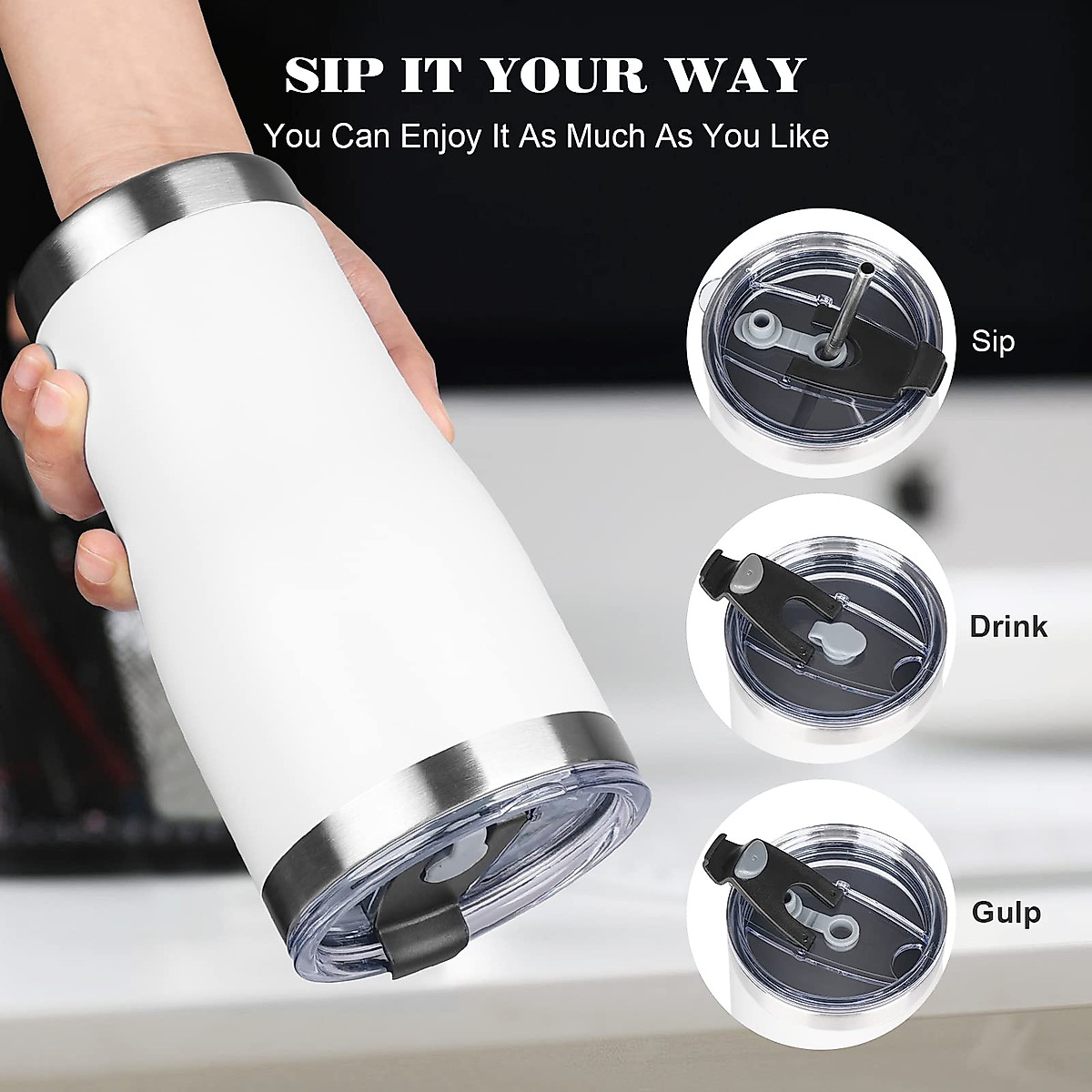 MEZMUT 20oz Coffee Tumbler with Lid and Straw Double Wall Vacuum Insulated Cup Stainless Steel Travel Mugs Insulated for Hot and Cold Leakproof Powder Coated Tumbler for Indoor and Outdoor