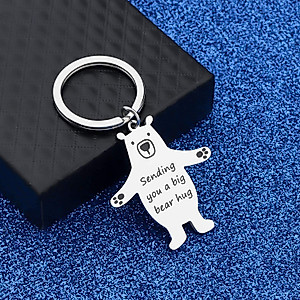 WUSUANED Long Distance Hug Jewelry Sending You A Big Bear Hug Keychain Long Distance Relationships Gift Isolation Missing You Gift (big bear hug keychain)