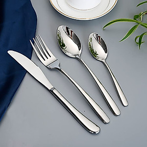40-Piece Heavy Duty Silverware Set, HaWare Stainless Steel Solid Flatware Cutlery for 8, Modern & Elegant Design for Home/Hotel/Wedding, Mirror Polished and Dishwasher Safe