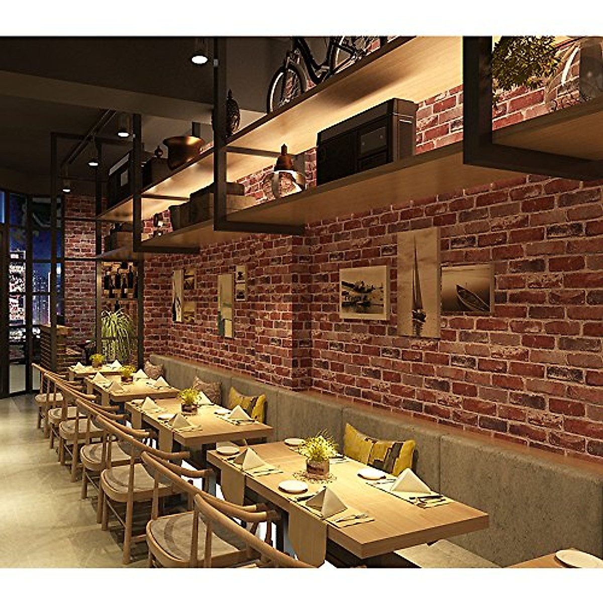 Akywall Red Brick Wallpaper Peel and Stick Realistic Distressed Textured Rock Stone Self Adhesive Contact Paper Embossed Vintage Removable Vinyl Wall Paper Faux Brick Look Wall Covering 118inch