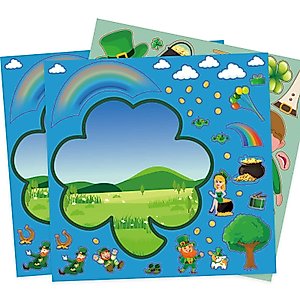 St. Patrick’s Day Stickers Crafts for Kids Irish Lucky Party Games Favors Supplies 24Ct