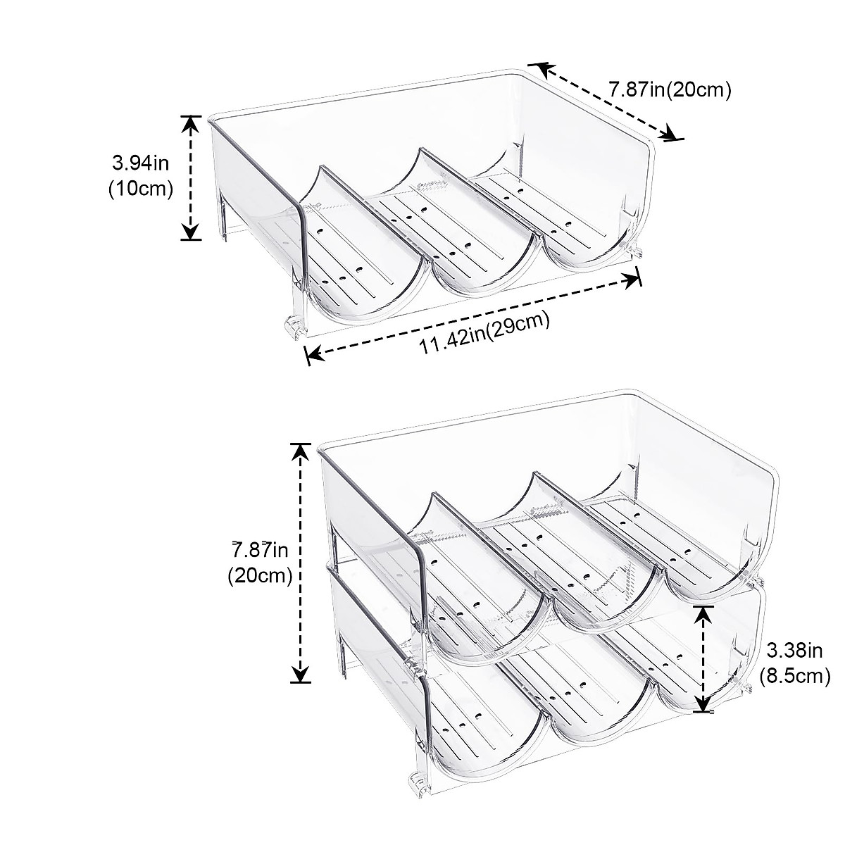 Puricon Plastic Water Bottle Organizer Rack, Stackable Bin Holder for Insulated Tumbler Sports Flask Bottles Kids Water Bottle Travel Mug for Kitchen Cabinets Countertop Holds 9 Bottles, 3-Tier