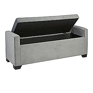 FIRST HILL FHW Fancy 3-Piece Storage Ottoman Bench Set with Fabric Upholstery, Embossed Textured Velvet