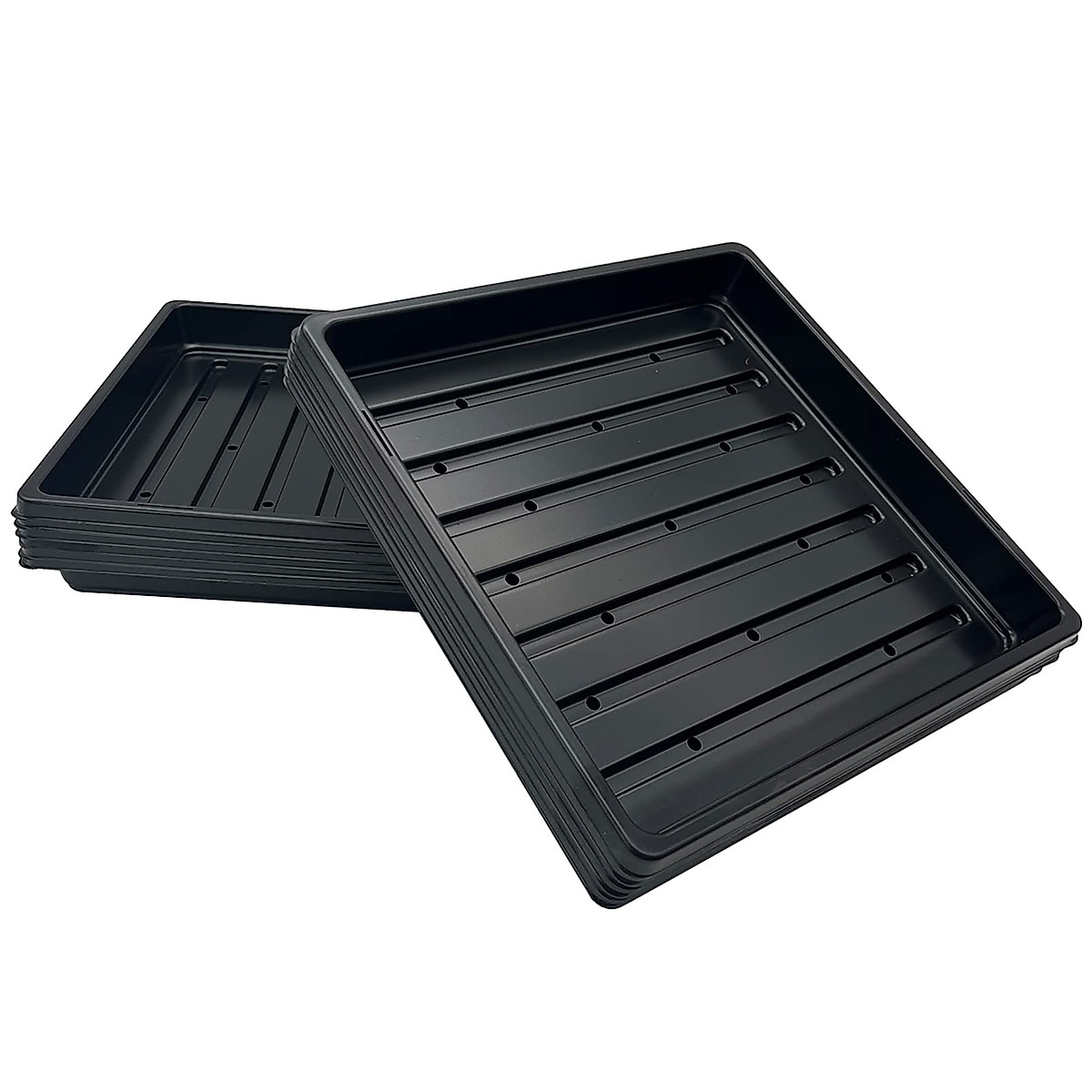 Apatal 1010 Seed Starting Trays, 12 Pack Garden Growing Trays with Drain Holes Reusable Microgreens Seed Plastic Tray Plant Germination Tray