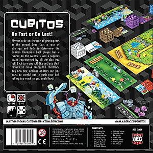 Cubitos Board Game, Award Winning Dice Racing Game, Which of Your Wacky Characters Will Win, Ages 14+, 2-4 Players, 30-45 Min, Alderac Entertainment Group (AEG)