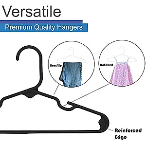Heshberg Kids and Babies Plastic Hangers - Space-Saving, Durable, and Cute Closet Organization Solution, 60 Pack (Black)