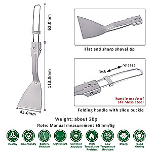 Boundless Voyage Titanium Kitchen Beefsteak Frying Shovel with Folding Handle Barbecue Spatulas Solid Turner Metal Spatula Ti1076T