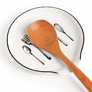 GDCZ Ceramic Spoon Rest for kitchen Counter - 5 Inches Heat Resistant Spoon Holder for Stove Top, Modern Spoon for Farmhouse, Cooking Utensil Rest, Kitchen Accessories Gifts, (White, 1 Pack)