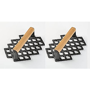 HAWOK Cast Iron Pre-Seasoned Grill Press with Wood Handle set of 2…