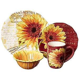 Certified International Paris Sunflower Ceramic Dinnerwae, Mulitcolored