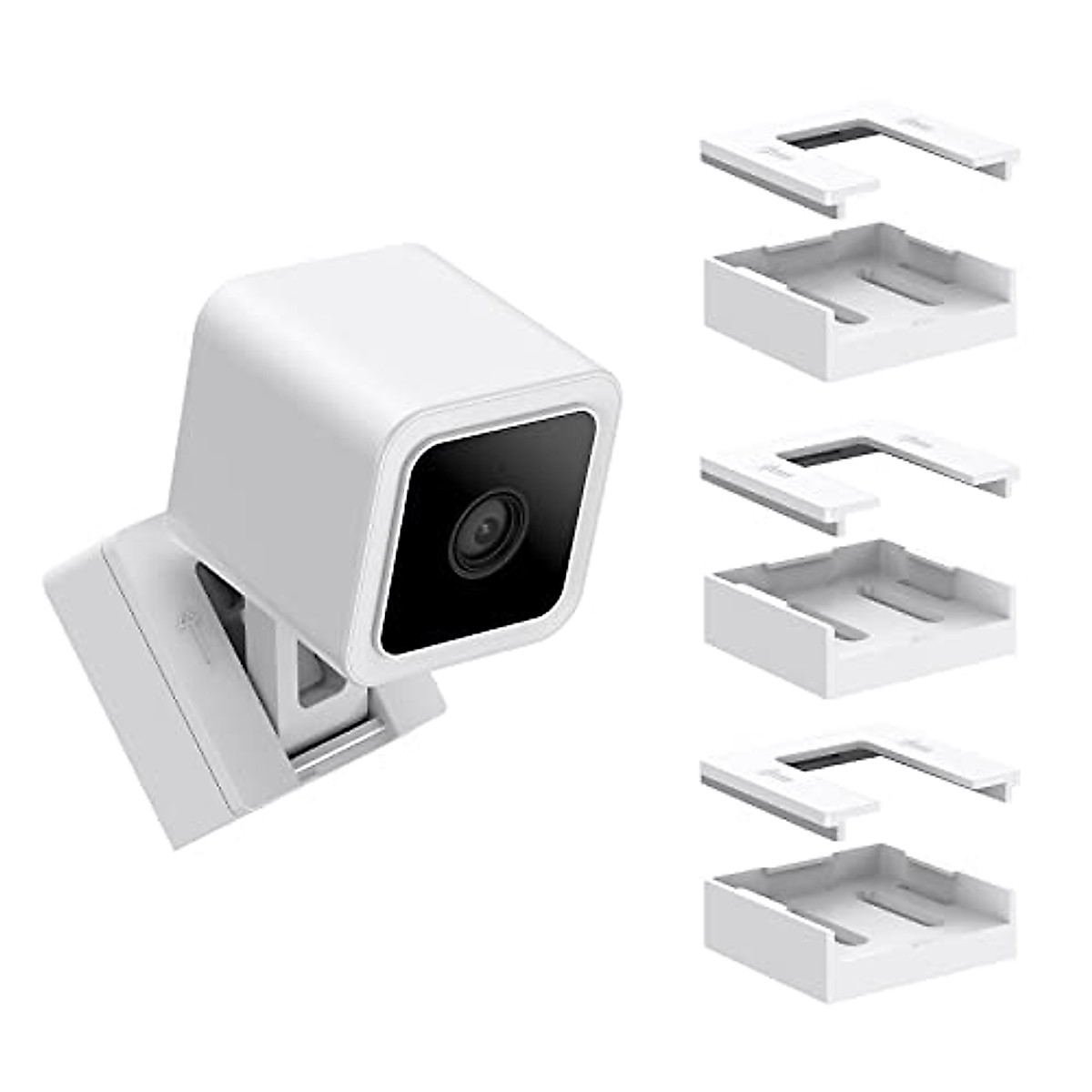 OLAIKE 3Pack Wall Mount Bracket for Wyze CamV3/V2/Spotlight, Strong Adhesive Holder 3M Stick On or Screws Bracket, Support 360° Swivel and 180° Tilt (NOT Include Camera), White