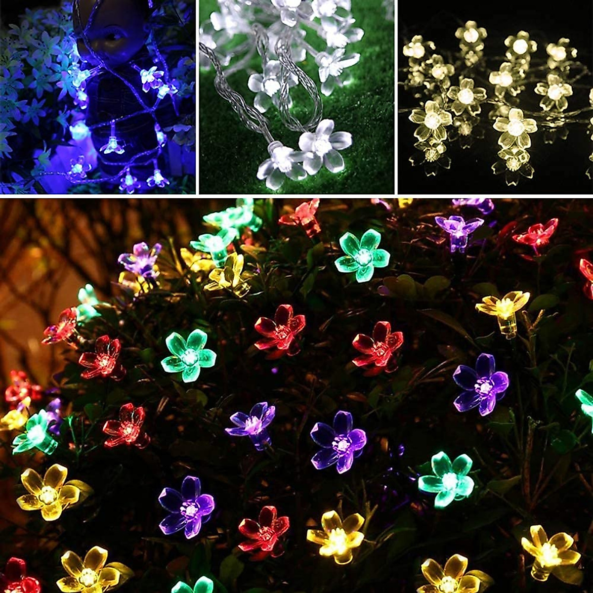 Newfly Solar Flower Strings Lights, Solar Christmas Fairy Lights 22 Ft 50 LED Plastic Flowers Solar Powered Christmas Light String,Solar Fairy Lights-Waterproof Home Garden Christmas Decor