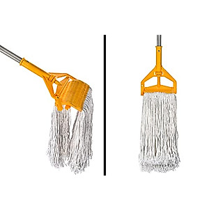 Alpine Industries Commercial Quick-Change Mop Handle - Professional Mopping Tube with Metal Gripper for Rags - Heavy Duty Stick & Mop Head Replacement Holder - Fiberglass (Pack of 3)