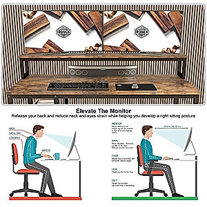 IRONCK Computer Desk 55", Home Office Desk with Keyboard Tray, Monitor Stand, Storage Shelf, Industrial Studying Writing Table, Vintage Brown