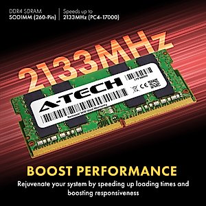 A-Tech 8GB DDR4 2133MHz SODIMM PC4-17000 2Rx8 Dual Rank 260-Pin CL15 1.2V Non-ECC Unbuffered Notebook Laptop RAM Memory Upgrade Module