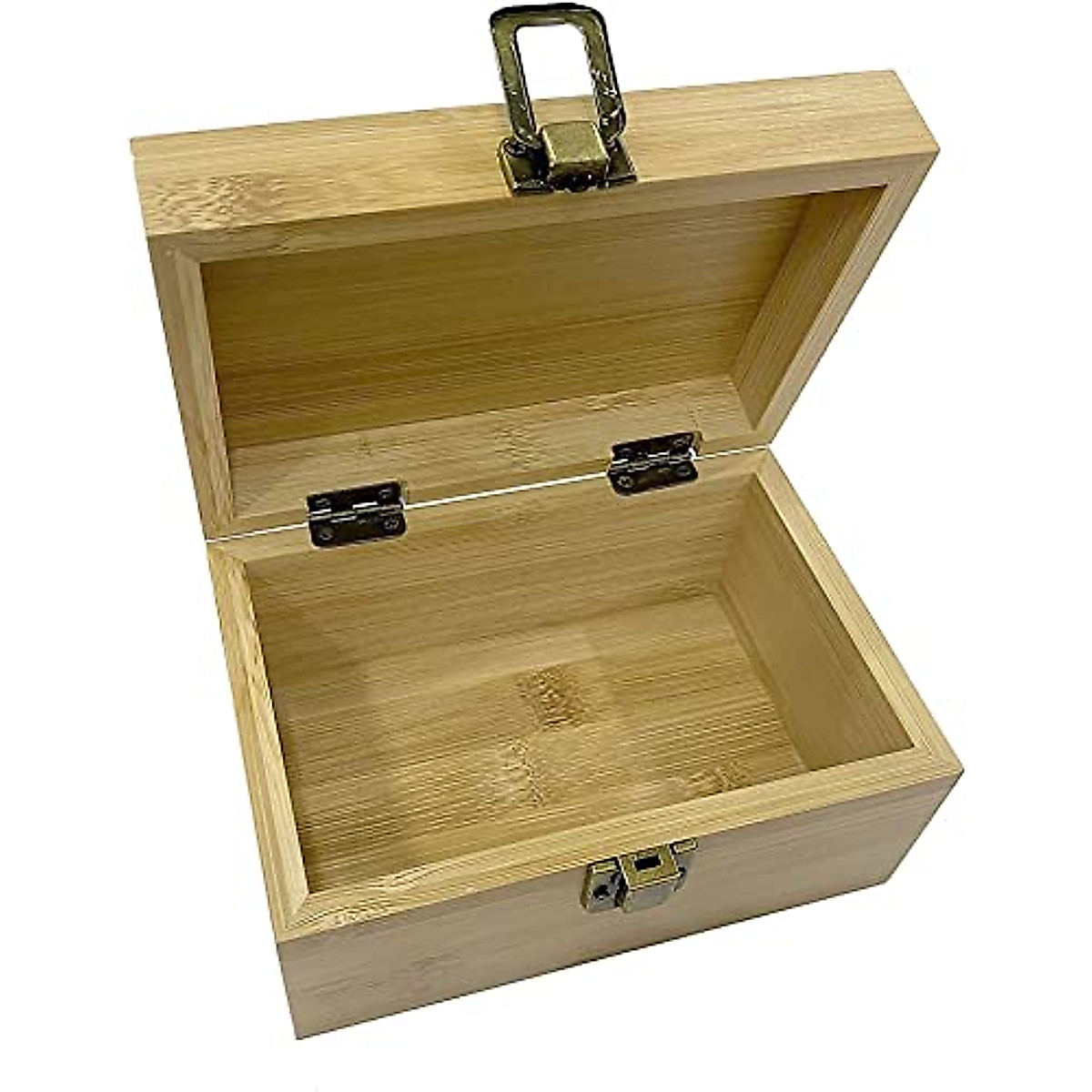 Cali Factory - Small Size Wooden Box - Wood Keepsake Box With Hinged Lid and Metal Latch - Memory Box For Gift , Storage For Jewely , Tea or Other Treasures (Natural Bamboo)