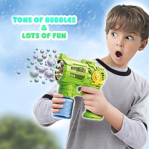 Bubble Guns with Batteries and Refill Solutions Included - Set of 2 High Efficiency Bubbles Toys for Boys, Girls, Toddlers and Kids! for Indoor & Outdoor Play (2 Pack)