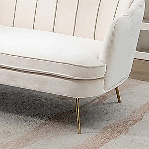 Anwickmak 59" Wide Modern Boucle Loveseat Small Sofa Small Mini Room Couch Two-Seater Sofa with Gold Metal Legs for Small Space Office Studio Apartment Bedroom (Beige)
