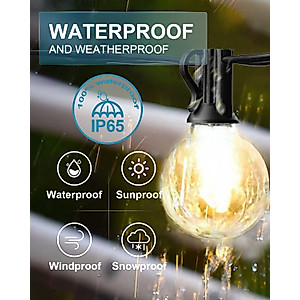 Lightdot 100Feet Outdoor String Lights for Patio, LED G40 Bistro Light 2700K with 34 Edison Shatterproof Bulbs(2 Spare), Commercial Waterproof Backyard Hanging Light for Backyard Party