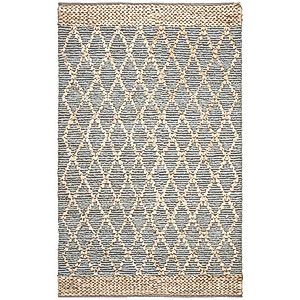 SAFAVIEH Natural Fiber Collection 5' x 8' Light Blue NF951L Handmade Boho Moroccan Trellis Jute Area Rug