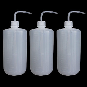Belinlen 3Pcs 1000ml(33oz) Plastic Safety Lab Wash Bottle, Plastic Squeeze Bottle with Scale Labels and Narrow Mouth, Watering Bottle for Chemistry, Industry, Lab & Gardening(LDPE)