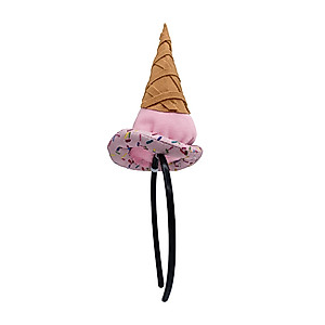 Nicky Bigs Novelties Unisex Adult Food Vendor Ice Cream Cone Mini Hat on Headband Parlor Costume Party Supplies