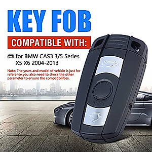 Keymall keyless Entry Remote car Key fob 3 Button Replacement PCF7952 Chip for BMW CAS3 3/5 Series X5 X6 with Comfort Access 315MHz KR55WK49127